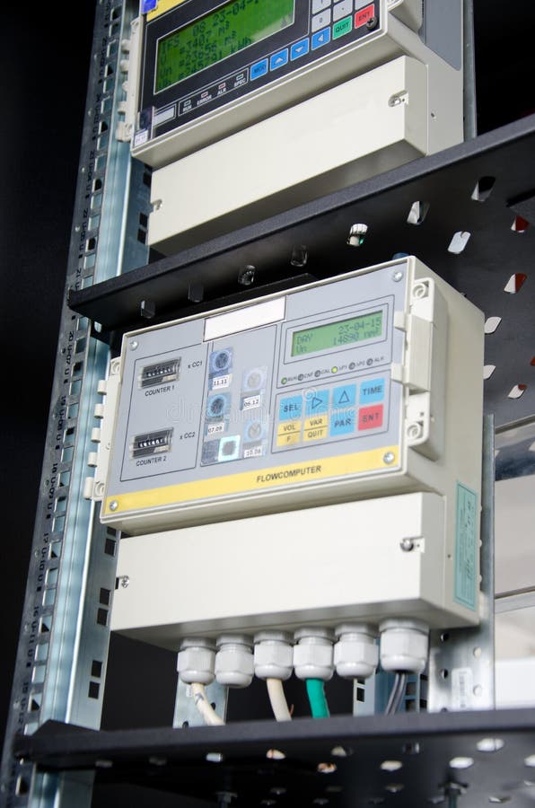Digital Gas Flow Meter, Mounted in Rack Stock Photo - Image of industry ...