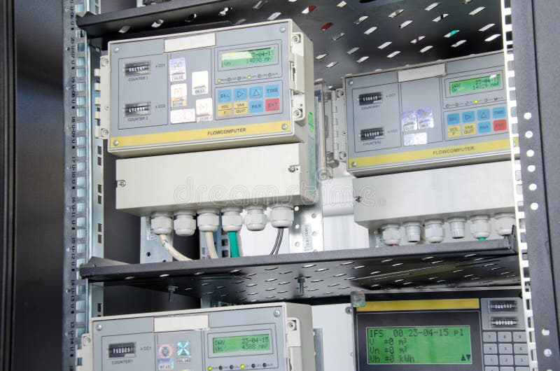 Digital Gas Flow Meter, Mounted in Rack Stock Image - Image of ...