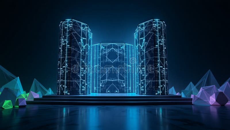 Gateway To the Digital Frontier a Glowing Portal Beckons Amidst Crystal ...