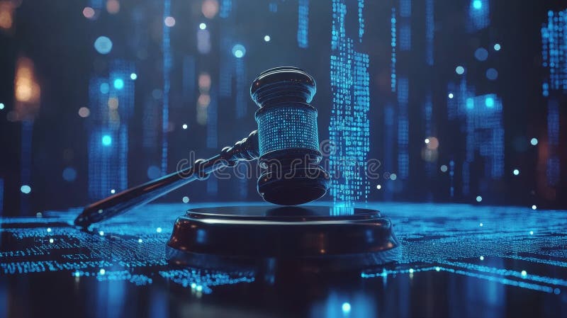 Digital Gavel and Binary Code Legal Technology, Justice System, Cyber ...
