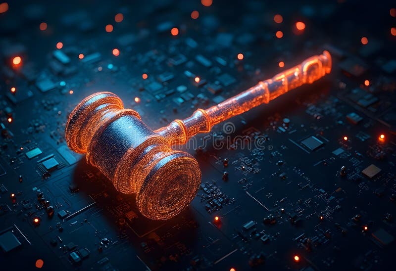 A Digital Gavel Concept, a Symbol of Law and Justice, Composed of ...