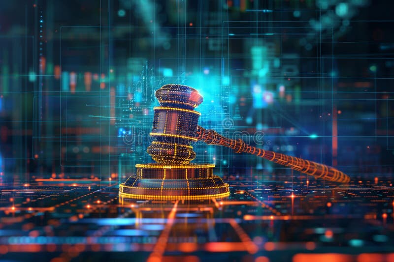 Digital Gavel Law and Technology Stock Illustration - Illustration of ...