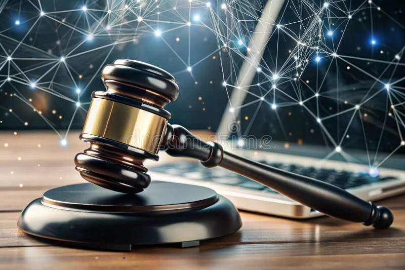Gavel Symbolizing Law and Technology Stock Illustration - Illustration ...
