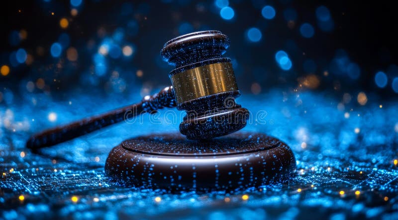 Digital Gavel on a Tech Backdrop Stock Photo - Image of evidence, gavel ...