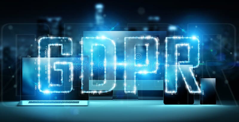 Digital GDPR Interface Over Tech Devices 3D Rendering Stock ...