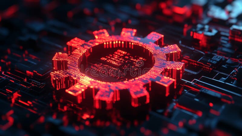Digital Gear Icon with Binary Code, Stock Image - Image of binary ...
