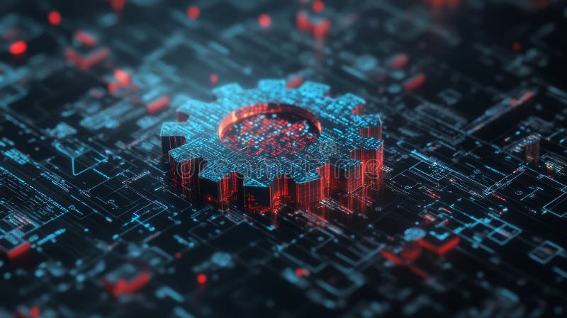 Digital Gear Icon with Binary Code, Stock Photo - Image of personalized ...