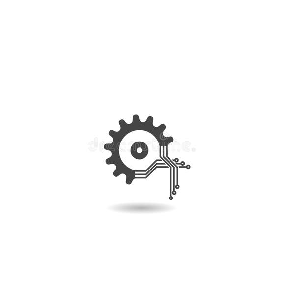 Digital Gear Icon with Shadow Stock Vector - Illustration of gear, tech ...