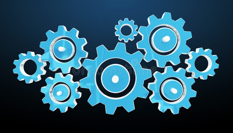 Digital Gear Icons 3D Rendering Stock Illustration - Illustration of ...