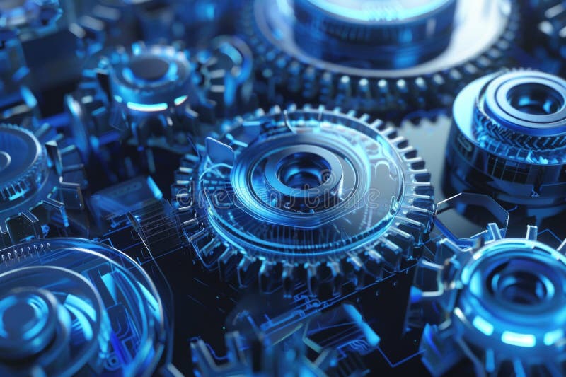 High Tech Gears stock image. Image of machinery, blue - 361938567
