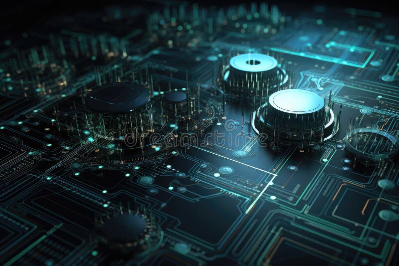 Digital Gear Wheels on Circuit Board. High Technology Engineering ...