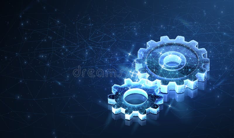 Digital Gear Mechanism. Engineer Blueprint, Technology Innovation ...