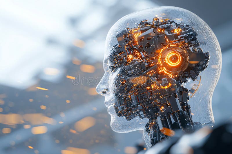 Digital Gears Turning Inside a Transparent Human Head, Knowledge ...