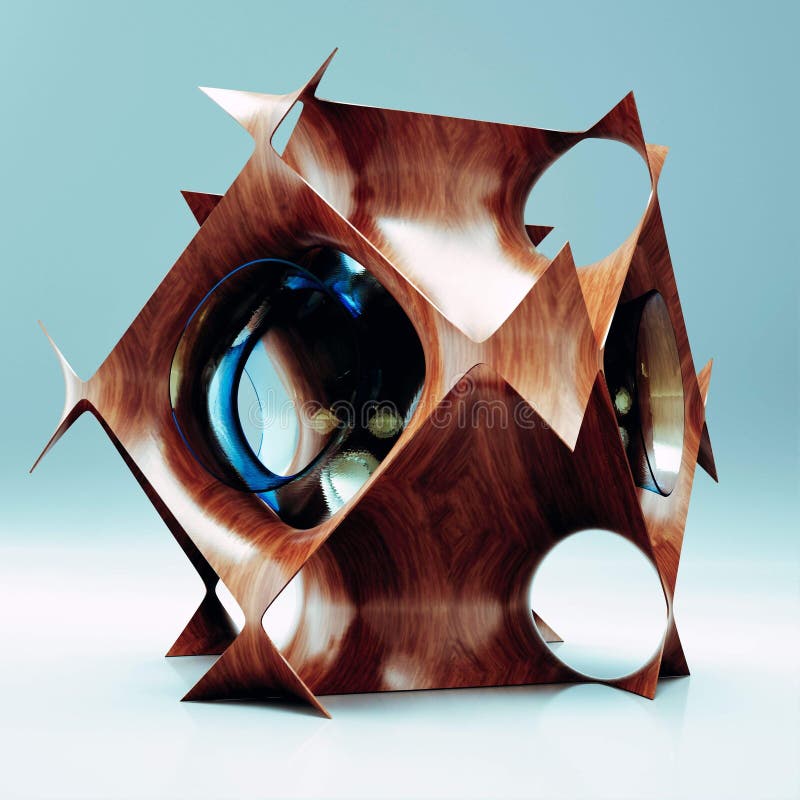 Digital-Generated Geometric Modern Sculpture Stock Illustration ...