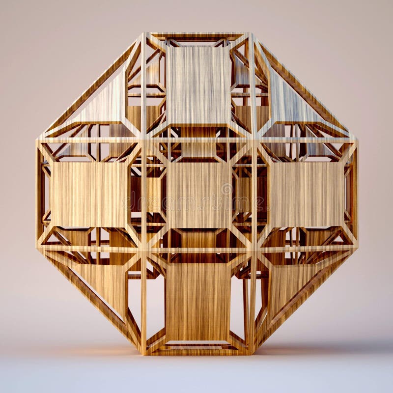 Digital-Generated Geometric Modern Sculpture Stock Illustration ...