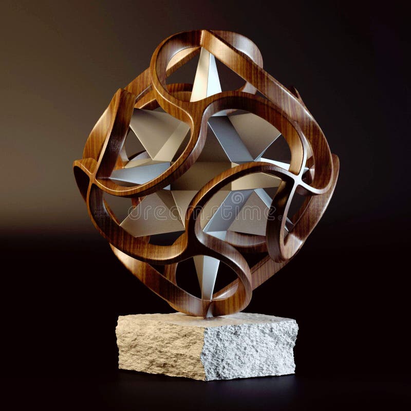 Digital-Generated Geometric Modern Sculpture Stock Illustration ...