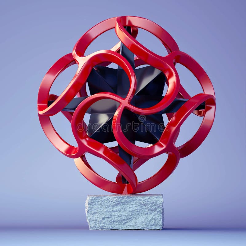 Digital-Generated Geometric Modern Sculpture Stock Illustration ...