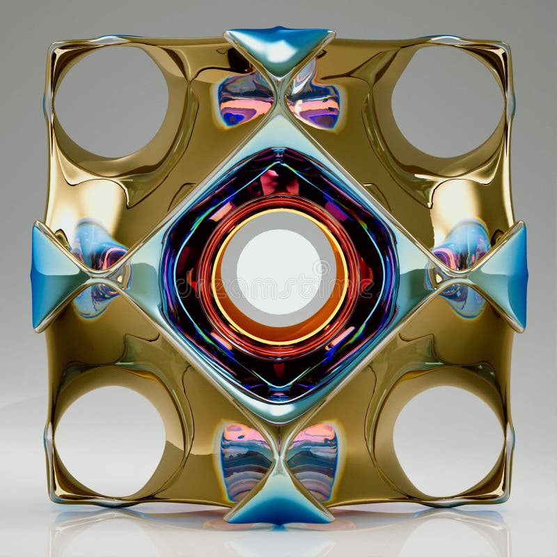 Digital-Generated Geometric Modern Sculpture Stock Illustration ...