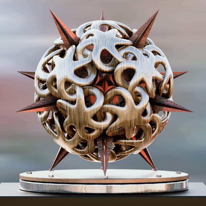 Digital-Generated Geometric Modern Sculpture Stock Illustration ...