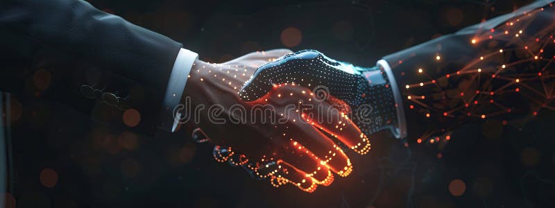 Digital Generated Human Hand and Businessman Shaking Hands. Stock Image ...