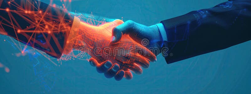 Digital Generated Human Hand and Businessman Shaking Hands. Stock ...