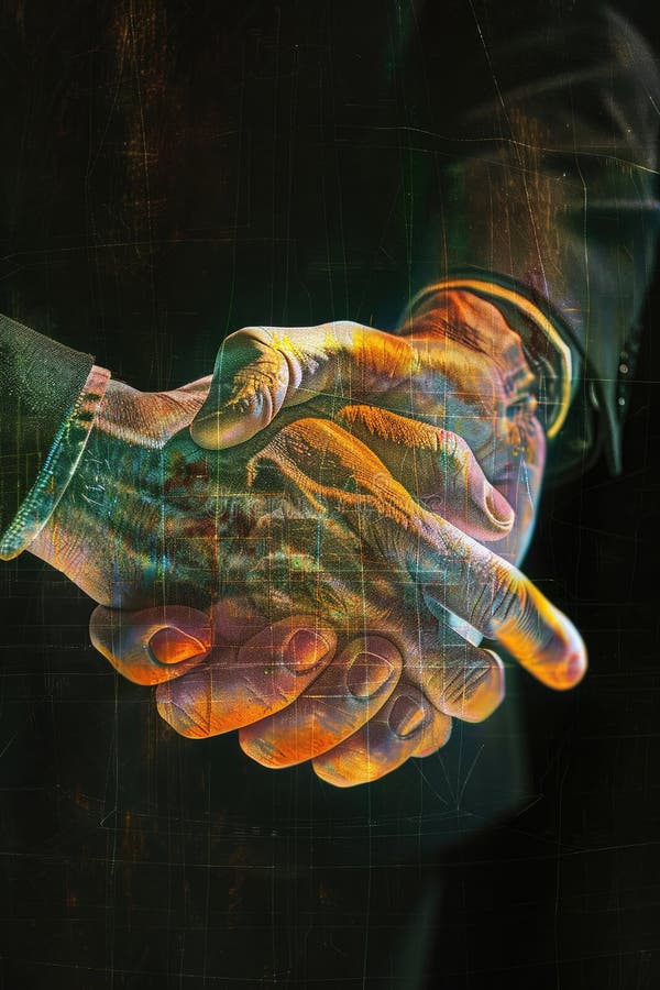 Digital Generated Human Hand and Businessman Shaking Hands. Stock ...