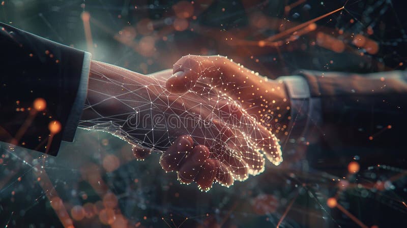 Digital Generated Human Hand and Businessman Shaking Hands. Stock ...