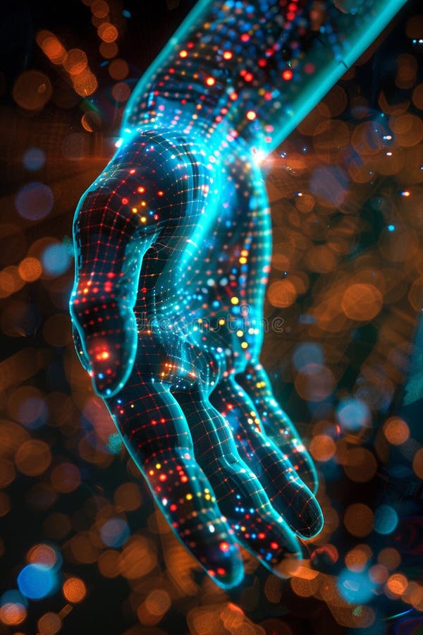 Digital Generated Human Hand and Businessman Shaking Hands. Stock Image ...