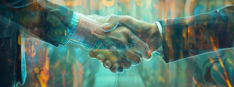 Digital Generated Human Hand and Businessman Shaking Hands. Stock Photo ...