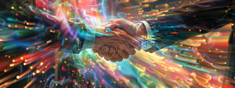 Digital Generated Human Hand and Businessman Shaking Hands. Stock Image ...