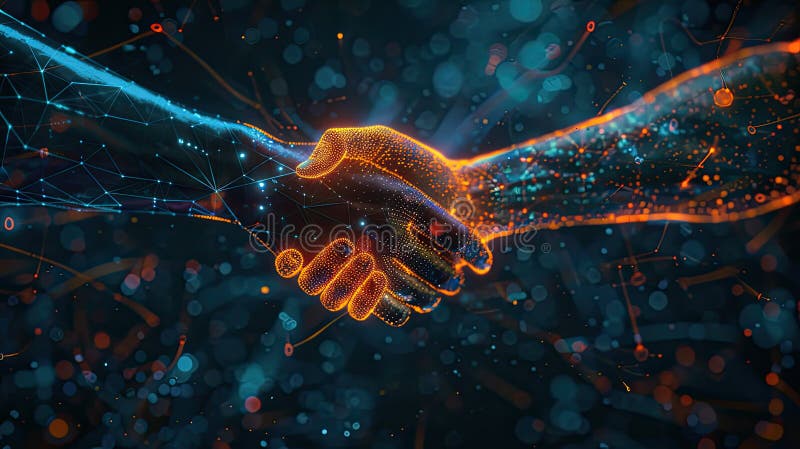 Digital Generated Human Hand and Businessman Shaking Hands Stock ...