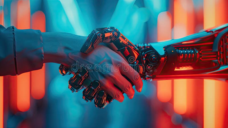 Digital Generated Human Hand and Businessman Shaking Hands Stock Image ...
