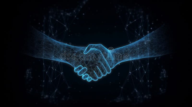 Digital Generated Human Hand and Businessman Shaking Hands.Generative ...
