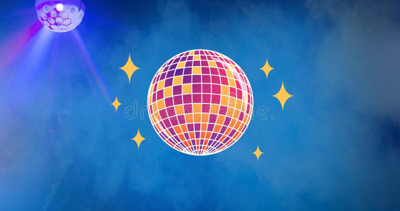 Digital Generated Image of Disco Ball Against Blue Background with Copy ...
