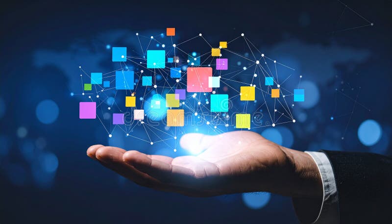 Digital Genesis: a Hand Holding the Network of Innovation and Data ...