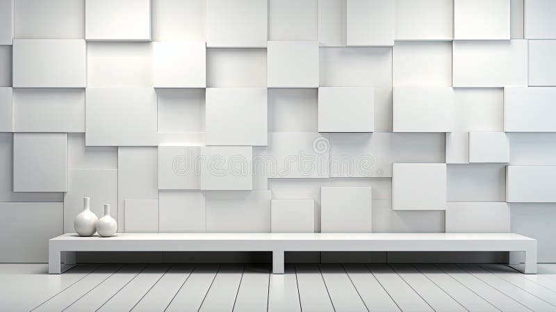 Digital Geometric Technology White Square Boxes Wall Background Stock ...