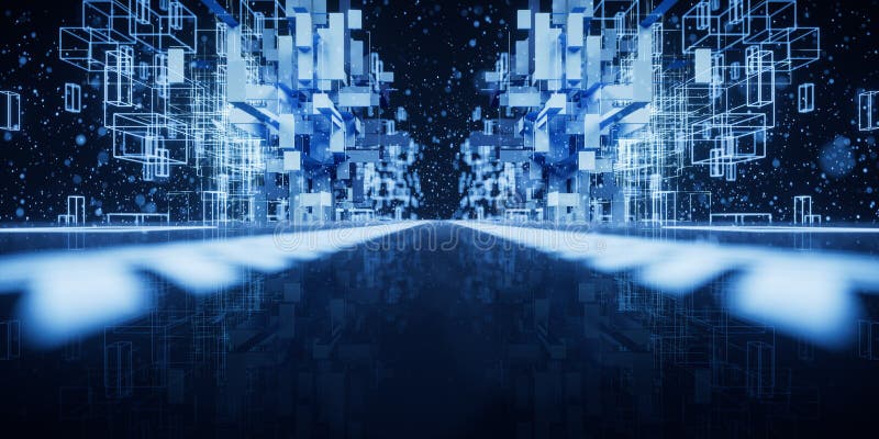 Digital Geometry with Empty Ground, 3d Rendering Stock Illustration ...