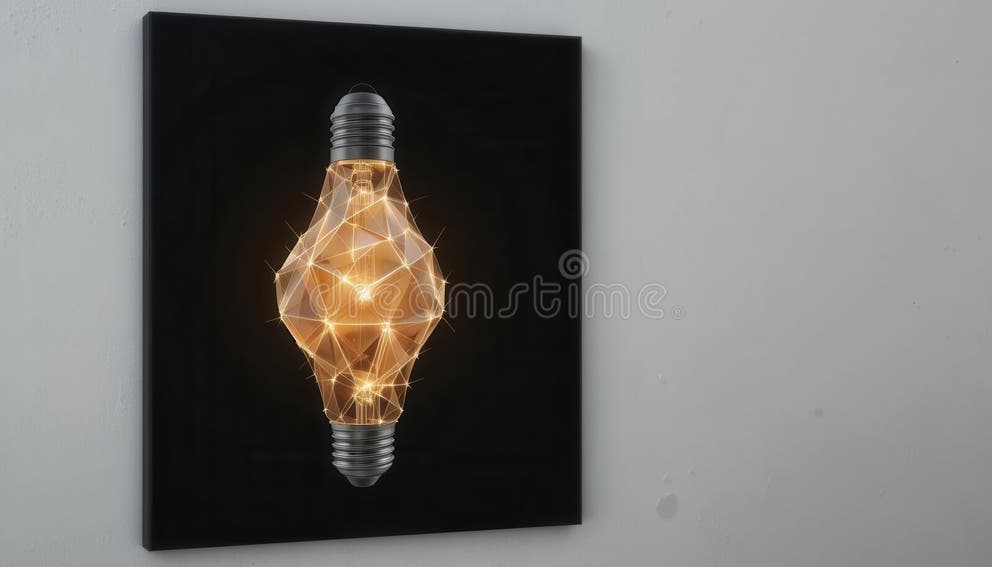 Digital Geometry a Low Poly 3D Light Bulb Rendered Against a Solid ...