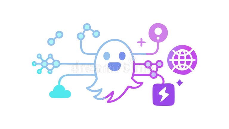 Digital Ghost, Network Connection, Spooky Technology, Vector Design ...