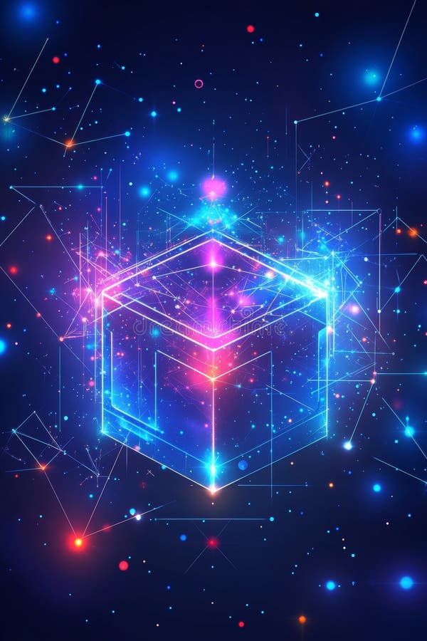 Digital Gift Box, Technology Background, Abstract Joy Symbol, Lines ...