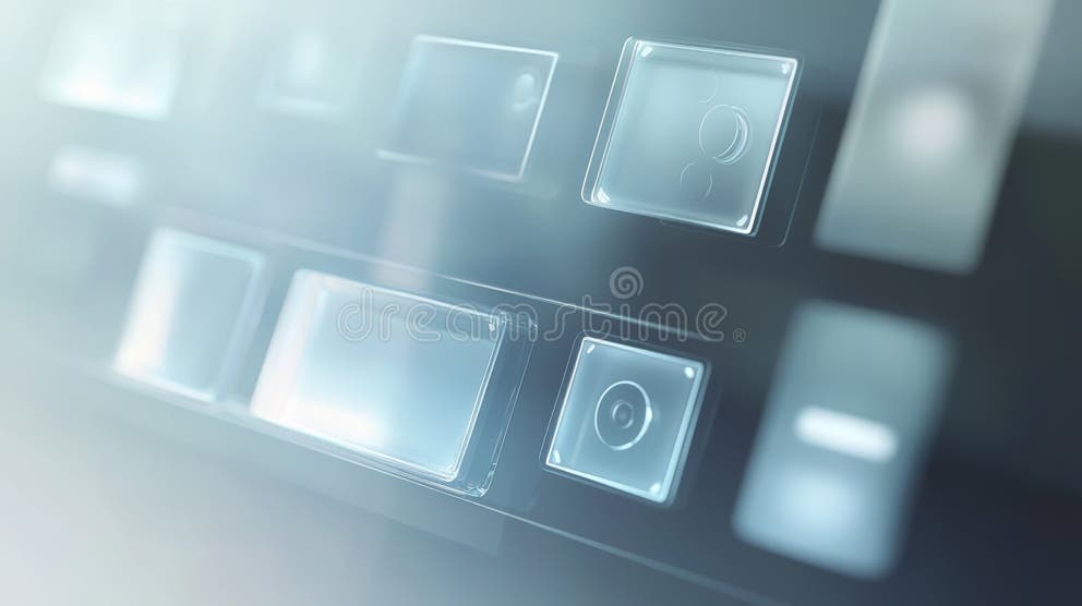 Digital Glass Control Interface Displaying Glowing Indicators ...