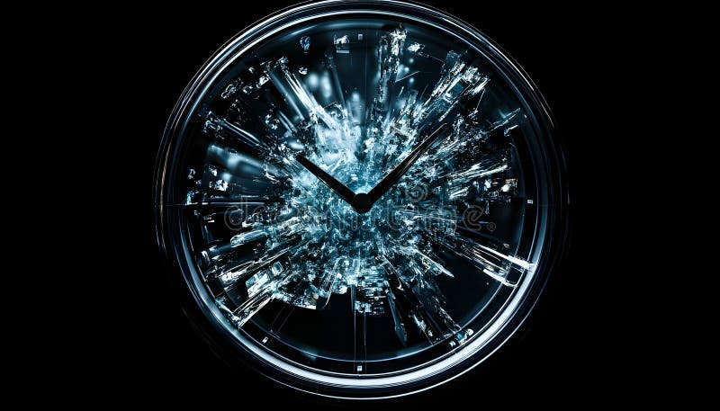 Digital Glass Thunderbolt or Explosion Effect Inside a Futuristic Clock ...