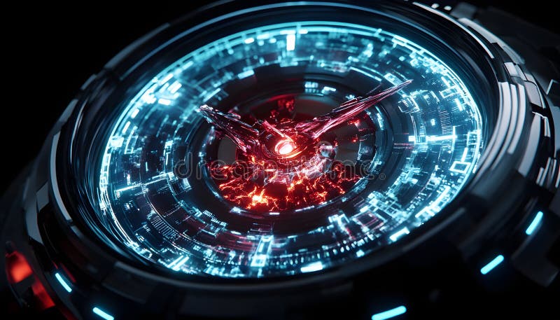 Digital Glass Thunderbolt or Explosion Effect Inside a Futuristic Clock ...