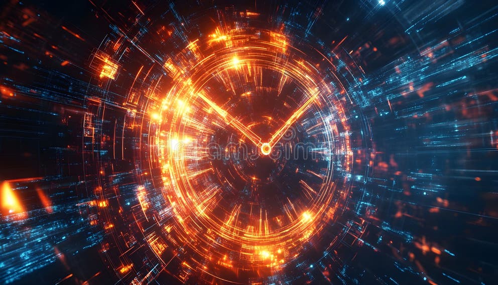 Digital Glass Thunderbolt or Explosion Effect Inside a Futuristic Clock ...