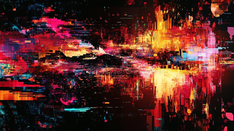 Digital Glitch Abstract Design with Distorted Elements Stock ...