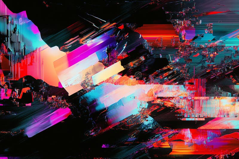 Digital Glitch Abstract Design with Distorted Elements Stock ...