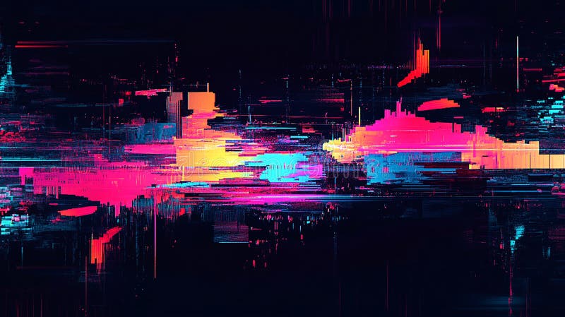 Digital Glitch Abstract Design with Distorted Elements Stock ...