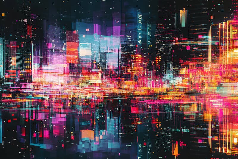 Digital Glitch Abstract Design with Distorted Elements Stock ...