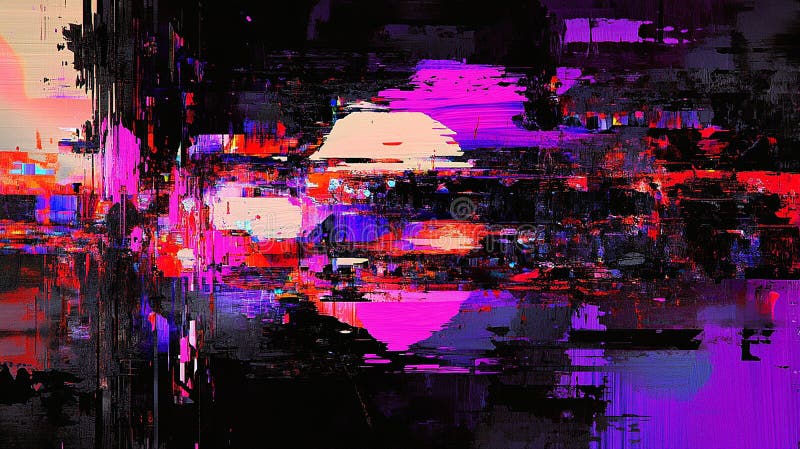 Digital Glitch Abstract Design with Distorted Elements Stock ...