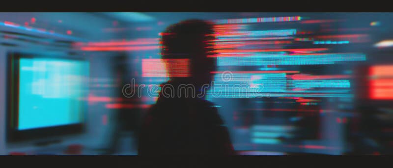 Digital Glitch Effect Creating Chaotic Static Noise in a Modern Tech ...